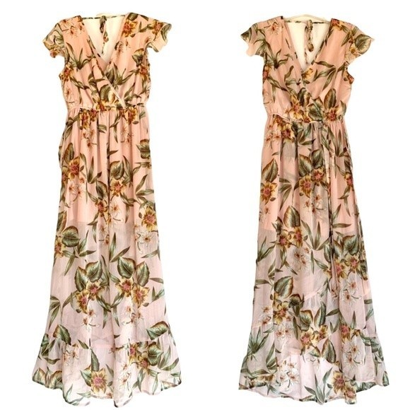 Band of Gypsies | Dresses | Band Of Gypsies Floral Faux Wrap Maxi Dress ...